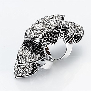 Szxc Women's Double Full Finger Armor Knuckle Long Adjustable Ring Halloween Party Accessories Costume Jewelry Gifts