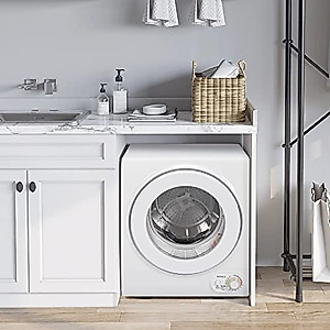 ROVSUN 110V Portable Clothes Dryer, High End Laundry Front Load Tumble Dryer Machine with Stainless Steel Tub & Simple Control Knob for Apartment, Dorm-850W, White