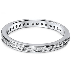 1/2ct Diamond Channel Set Eternity Ring 14K White Gold - Size 9