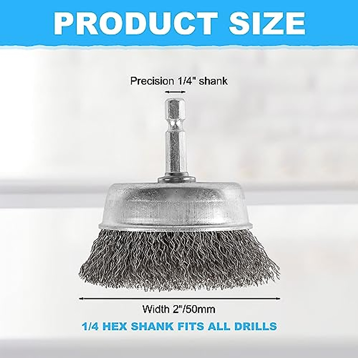 Rocaris 10 Pack Wire Cup Brush with 1/4-Inch Hex Shank, 2 Inch Wire Drill Brush Set for Removal of Rust/Corrosion/Paint