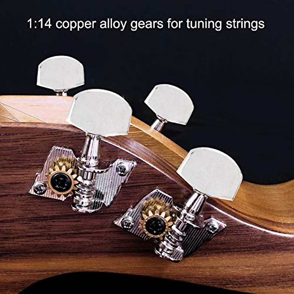 Ukulele Tuning Pegs, 2L2R Classical Style Ukulele Tuning Pegs Machine Heads for Ukulele DIY Parts (Silver)
