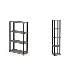 Furinno 4-Tier and 5-Tier Corner Storage Rack Bundle (French Oak Grey/Black)