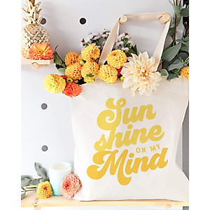 The Cotton & Canvas Co. Sun Shine on My Mind Summer Beach Bag, Swim Bag, Shopping and Travel Reusable Shoulder Tote and Handbag