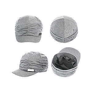 2 Pieces Women Newsboy Cabbie Cap Beret Hats Bamboo Baseball Cap Cotton Painter Visor Hats for Women (Black, Grey)