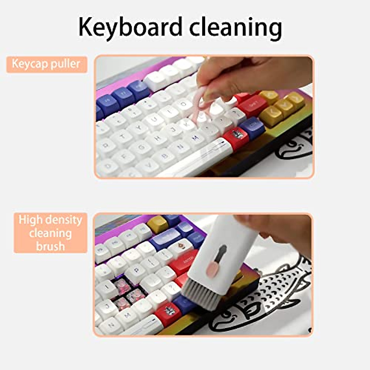 7 in 1 Electronic Cleaner kit - Keyboard Cleaner, Keyboard Cleaning Kit, Laptop Cleaner with Brush, Electronic Cleaner for Airpods pro/Laptop/Phone/Computer/Screen (Give Away a Flannel Cloth) Pink
