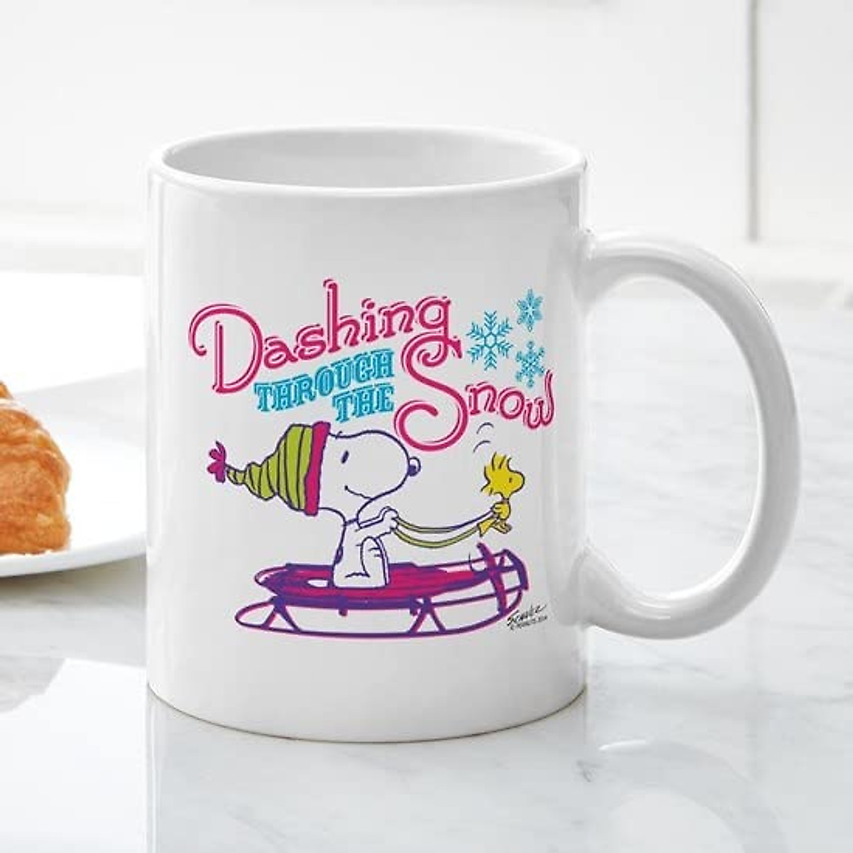 CafePress Snoopy And Woodstock Dashing Through Sn Large Mug Ceramic Coffee Mug, Tea Cup 11 oz