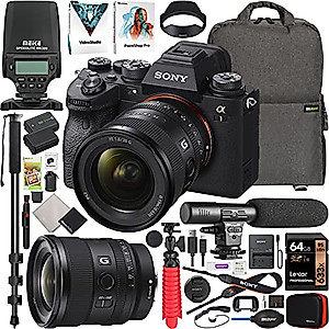 Sony Alpha 1 Full Frame Mirrorless Camera Body + 20mm F1.8 G Lens FE Wide Angle SEL20F18G ILCE-1/B Bundle with Meike MK320 TTL Flash Speedlite + Deco Gear Backpack + Microphone and Accessories Kit
