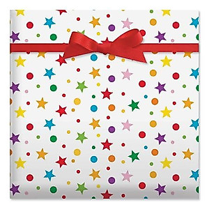 Happy Birthday Packages Double-Sided Jumbo Rolled Gift Wrap - 23 Inches x 32 Feet (61 Square Feet Total), Peek-Proof, For Birthdays, Graduations, Baby Showers and More