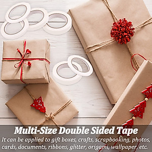 6 Rolls Double Sided Tape for Crafts, Multi-Size Double-Sided Adhesive Tape for Arts, Scrapbooking, Card Making, Gift Boxes, Photos - 22Yards 66FT Each Roll (6 Size: 3/5/ 8/1.0/1.2/1.5 mm)