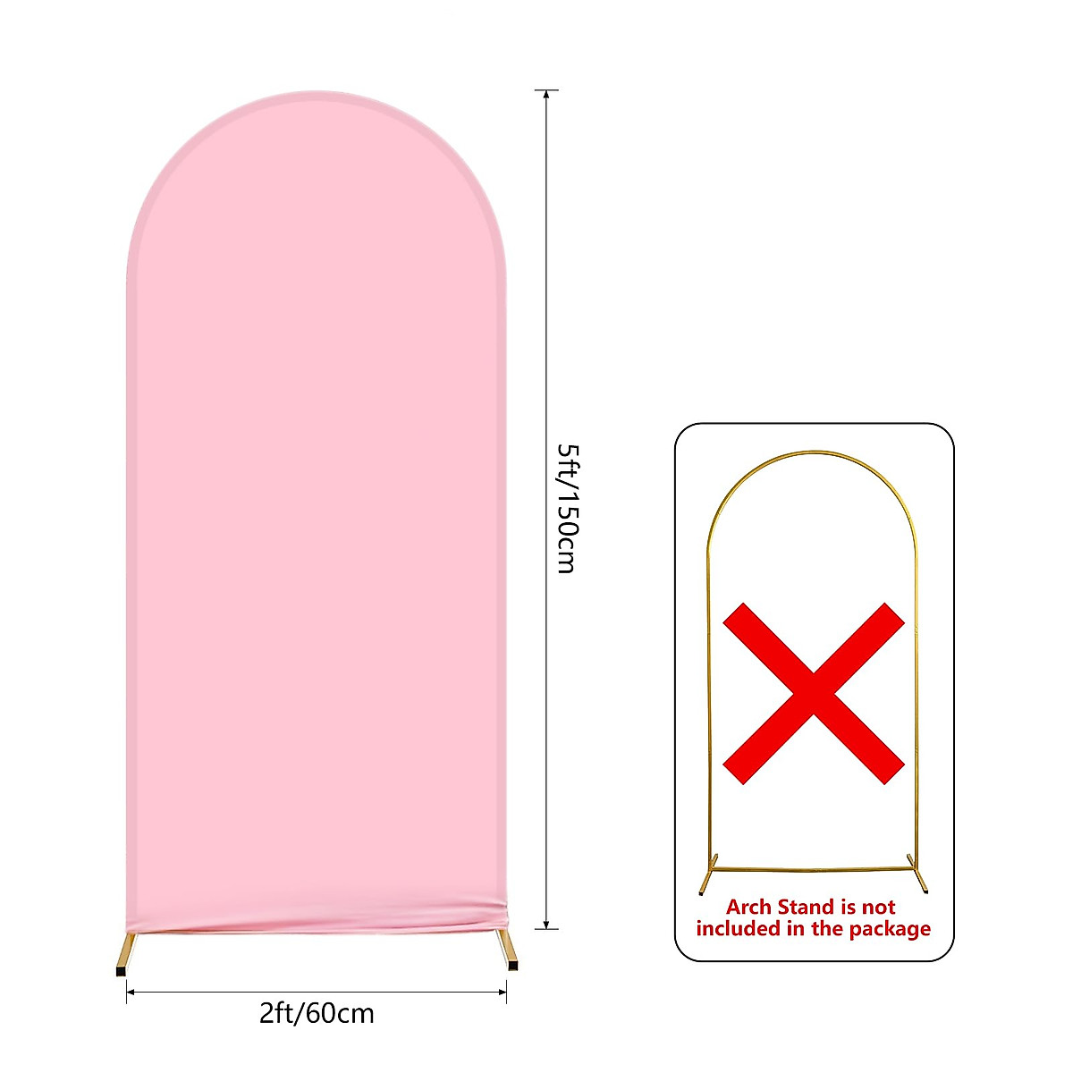 AIBIIN 2x5ft Pink Arch Wall Backdrop Round Top Backdrop Cover Valentine's Day Round Top Arch Frame Cover 2-Sided Fit Backdrop Stand for Wedding Baby Shower Birthday Bridal Shower Events Party Decor