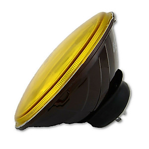 Octane Lighting 7 Inch H6024/6014 Yellow Amber Crystal Glass Headlight H4 Halogen Fog Light Pair