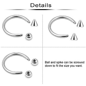 Ftovosyo 24Pcs Septum Jewelry 16g Surgical Steel Cartilage Earring Horseshoe Helix Tragus Daith Hoop Nose Lip Rings Piercing Jewelry for Women Men Dia. 6mm 8mm 10mm 12mm Rose Gold