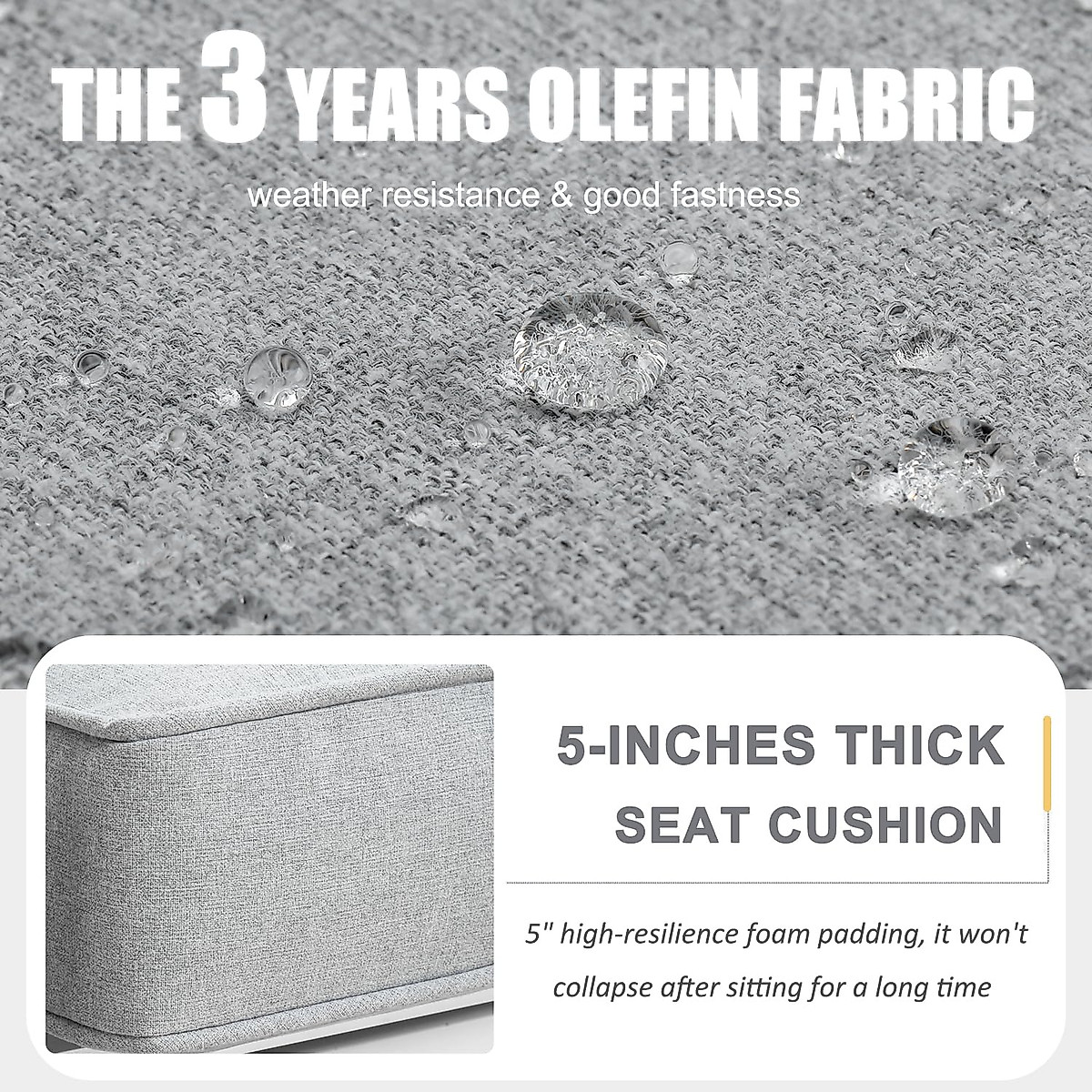 LayinSun Aluminum Furniture Set with Fire Pit Table, 5 Pieces Patio Sectional Conversation Chat Sofa Modern Seating Set