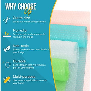 Refrigerator Liners for Shelves (8 Pack) by Linda’s Essentials | Easy to Clean Fridge Liner with Spill Protection Refrigerator Shelf Liners & Drawer Liner | Nonslip BPA-Free Refrigerator Mats (Clear)