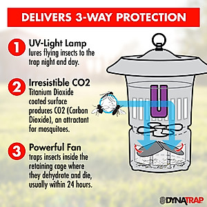 DynaTrap DT1100SR Mosquito & Flying Insect Trap with Wall Mount – Kills Mosquitoes, Flies, Wasps, Gnats, & Other Flying Insects – Protects up to 1/2 Acre