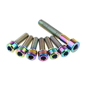 Yaruijia Square Head Titanium Allen Bolts M6 35mm and Hexagon Socket Screws with Washer M5 16mm M5 18mm M5 20mm for Bicycle Stem (M5x20mm+M6x35mm, Rainbow)