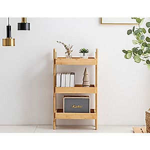PELYN 3-Tier Storage Shelves, Bamboo Shelving Unit Storage Racks for Livingroom, Bathroom, Kitchen, Office, Garage