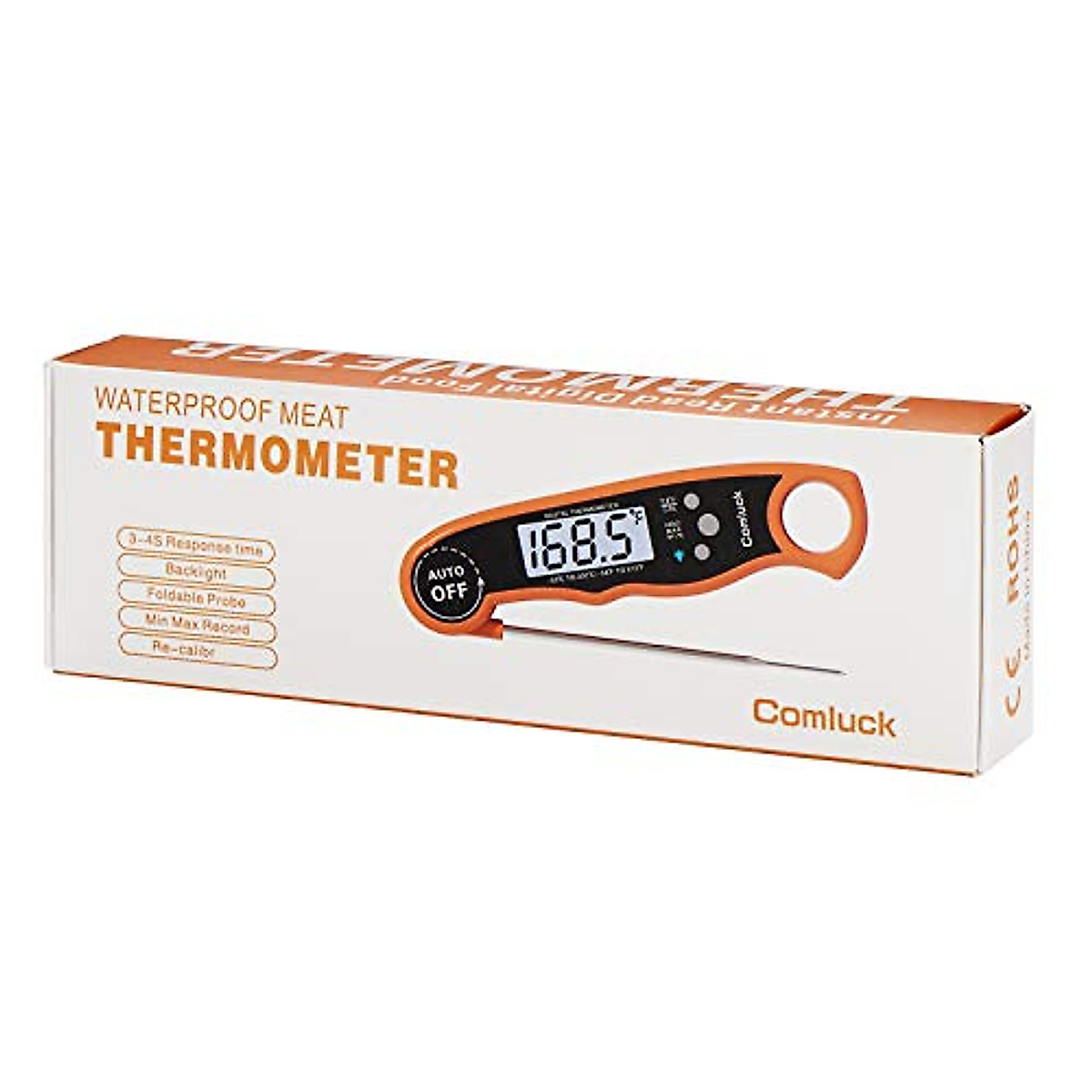 Comluck Instant Read Meat Thermometer - CA001 Digital Oven Cooking Food Min Max Thermometer Magnetic Waterproof with Backlight for Adults Kitchen Grill Steak Outdoor BBQ Barbecue Baking