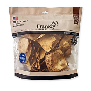 Frankly Pet Original Beef Chew - Peanut Butter Flavored Chips - Collagen Packed, Ingredients Sourced and Manufactured in The U.S.A. - 16 Oz Bag