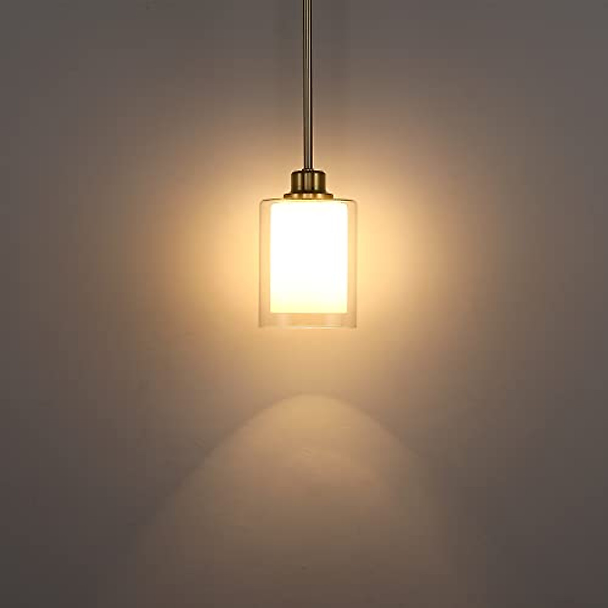 Dolaimi House 3 Pack 1 Light Indoor Hanging Kitchen Island Pendant Light 5" Clear Frosted Glass Chandelier Shade Fixture,Brushed Bronze Finish for Bar,Dining Room Over Sink