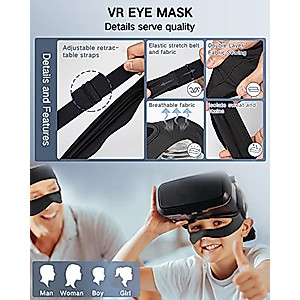 Moxluck VR Eye Mask Cover Breathable Sweat Band for Oculus Quest 2, Sweat Absorbing Oculus Face Cover for VR Fitness Apps & Supernatural and Best Saber Games（2pcs,Black）