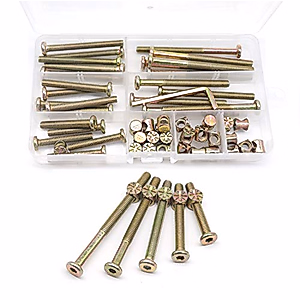 Baby Bed Crib Screws Hardware Replacement Kit, cSeao 25-Set M6x40mm/ 50mm/ 60mm/ 70mm/ 80mm Hex Drive Socket Cap Screws Barrel Nuts Assortment Kit for Beds Headboards Chairs Furniture