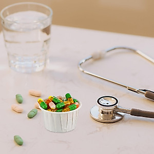 Maxcheck 1200 Pcs Paper Medicine Cups 2 oz Disposable Paper Cups Condiment Cups Small Paper Cups Souffle Cups Portion Cup for Medicine Pills Samples, Medication Distribution, Food, Dessert Serving