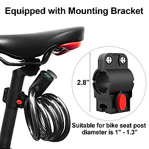 eLinkSmart Fingerprint Cable Lock, 4.9FT Long Heavy Duty Anti Theft Bike Lock, Weatherproof Keyless Electronic Digital Biometric Bluetooth Smart Lock for Bicycle Scooter Lawnmower Skateboard - Black