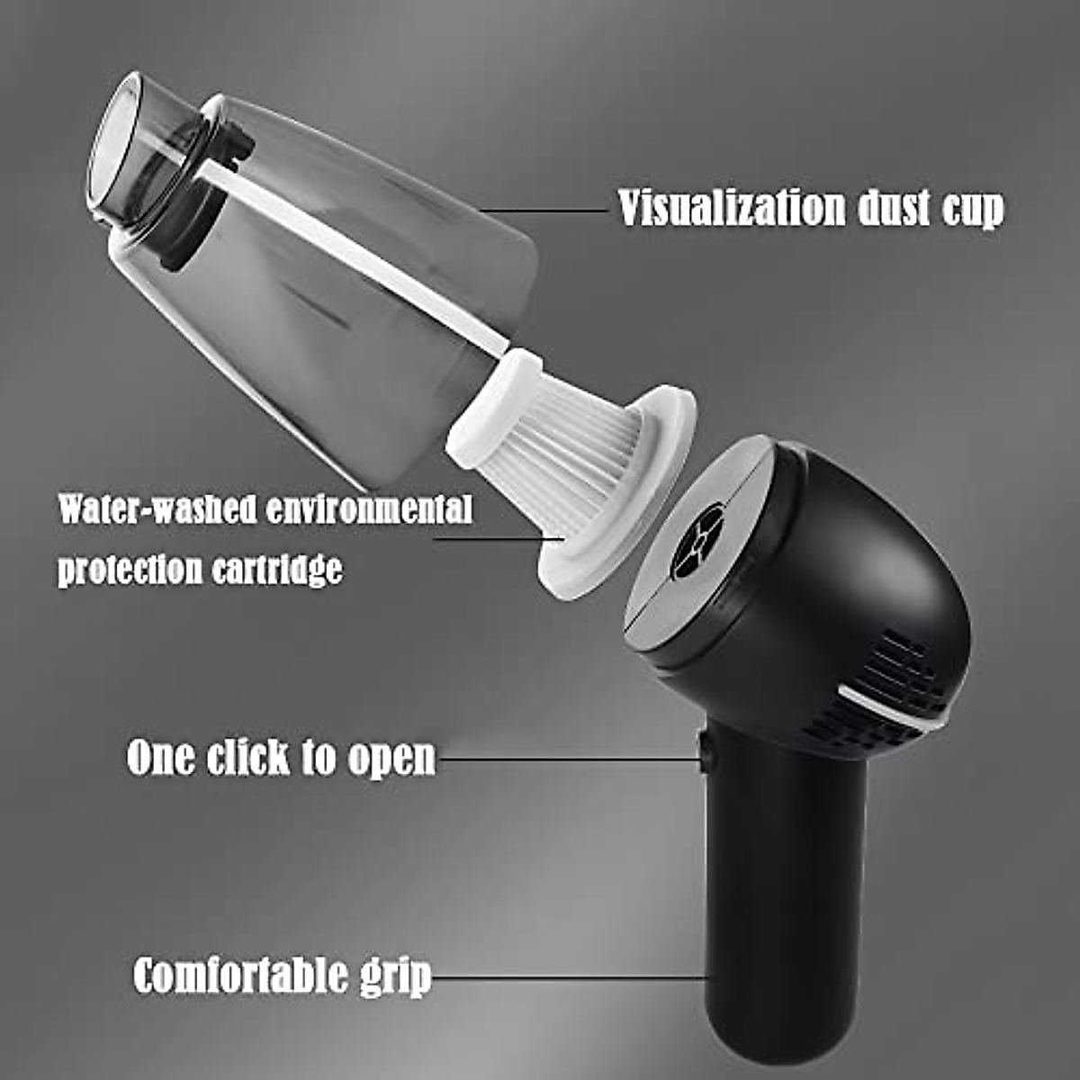 LoyaGour Car Mini Handheld Vacuum Cordless Rechargeable,Wet and Dry Small Wireless Hand Vacuum Cleaner,Portable Car Seat Interior Cleaner,120W High Power,12V(Black Wireless)