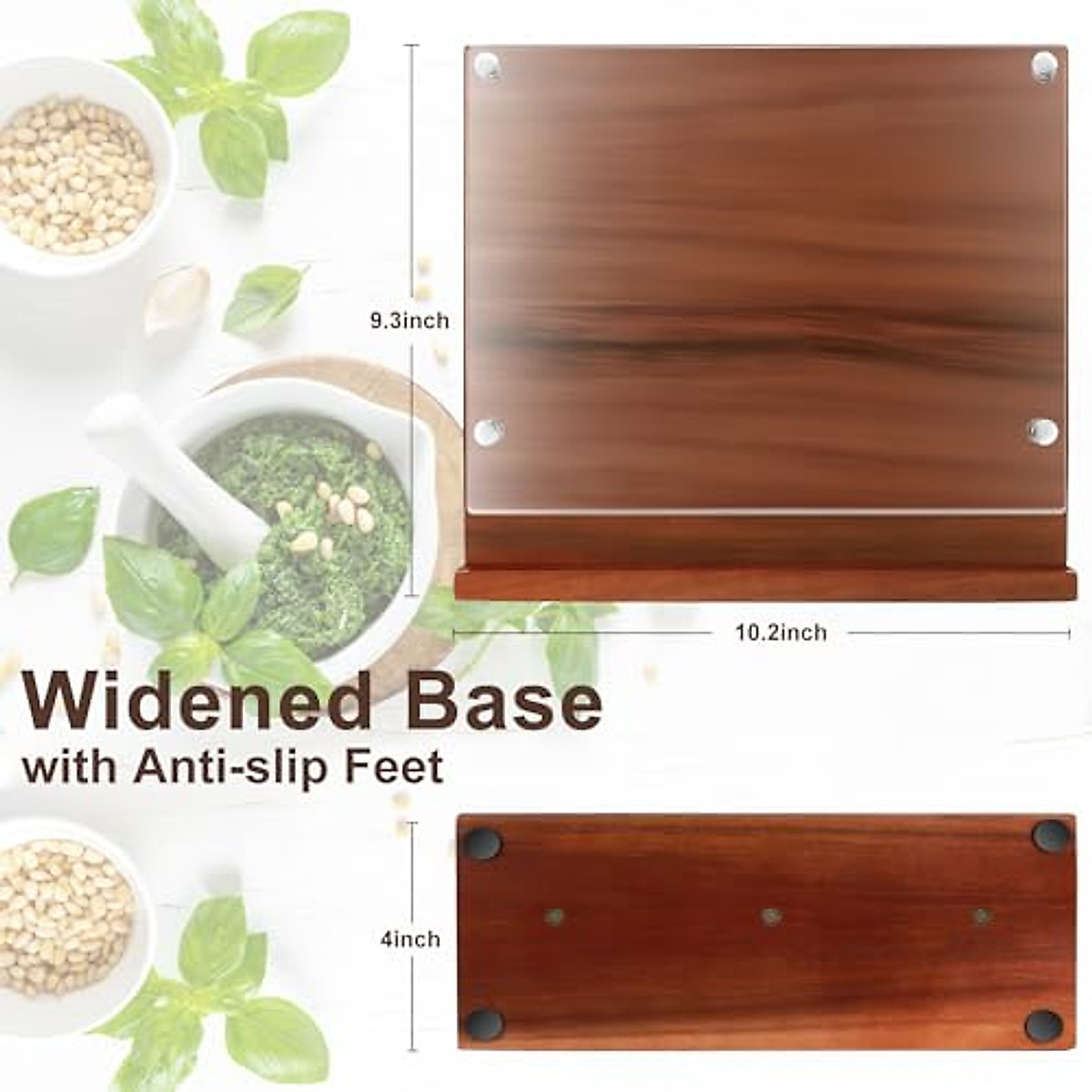 Kitchen Magnetic Knife Block with Acrylic Shield Acacia Wood Double Side Knife Holder Rack Stands with Strong Enhanced Magnets Multifunctional Storage Knife Stand for Kitchen Cutlery Display Organizer