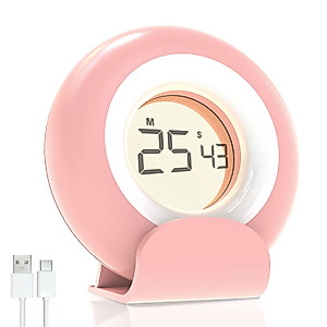 Digital Kitchen Timers - Smart Voice Control Timer, Visual timers Large LED Display Magnetic Countdown Timers for Classroom Cooking Fitness Baking Studying Teaching,Easy for Kids and Seniors（Pink）