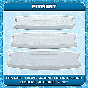 ECOTRIC Universal 18" Swimming Pool Ladder Steps Molded Plastic Rung Step Pedal Accessory Ladder Tread 87901 (3Pcs)