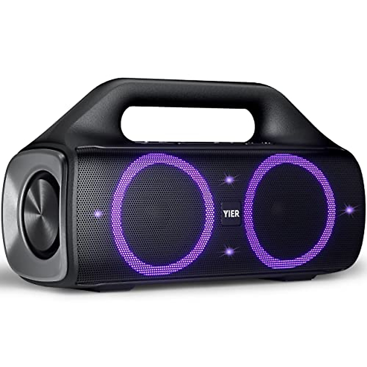 Bluetooth Speakers, YIER 80w (Peak) Portable Wireless Speaker with Lights, Stereo Loud Sound, IP67 Waterproof, Deep Bass Outdoor Speakers Bluetooth 5.0 Dual Pairing for Home Party Beach Camping, Gifts