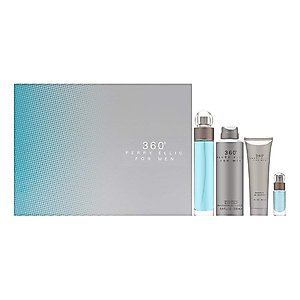 Perry Ellis 360 By Perry Ellis for Men - 4 Pc Gift Set 3.4oz Edt Spray, 6.8oz Deodorizing Body Spray, 3.0oz Shower Gel, 0.25oz Edt Spray, 4count