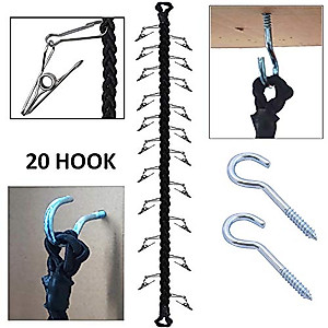 Storage Chain, Toy Organizer Chain, Elasticity Chain 60 inch + 20 Strong Stainless Steel Clips & Hardware, for Your Toy Organizer, Sun Visors, Hats, Scarves, Gloves,etc. Organizes almost anything