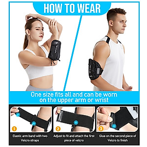 HiRui Universal Sports Armband Comfort Running Armband and Wristband Cell Phone Holder for Exercise Workout, Compatible with iPhone 15/14/Plus/Pro/13 Samsung Galaxy All Phones, Adjustable (Black)