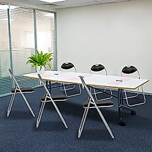 Giantex 6-Pack Folding Chairs Set - Waiting Room Chairs with Padded Seats and Carrying Handle for Desks Home Office Steel Guest Reception Party Poker Stackable Conference Chairs (1 Count (Pack of 6))