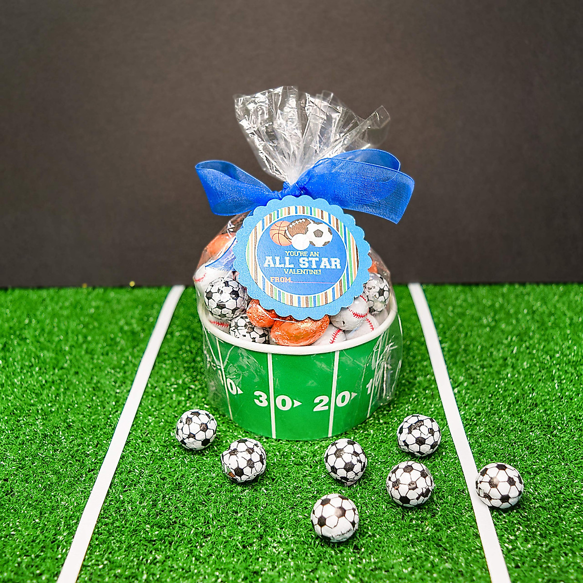 All Star Sports Valentine Party Favor Sticker Labels for Boys, 40 2" Party Circle Stickers by AmandaCreation, Great for Classroom Valentines, Envelope Seals, Gifts & Treats