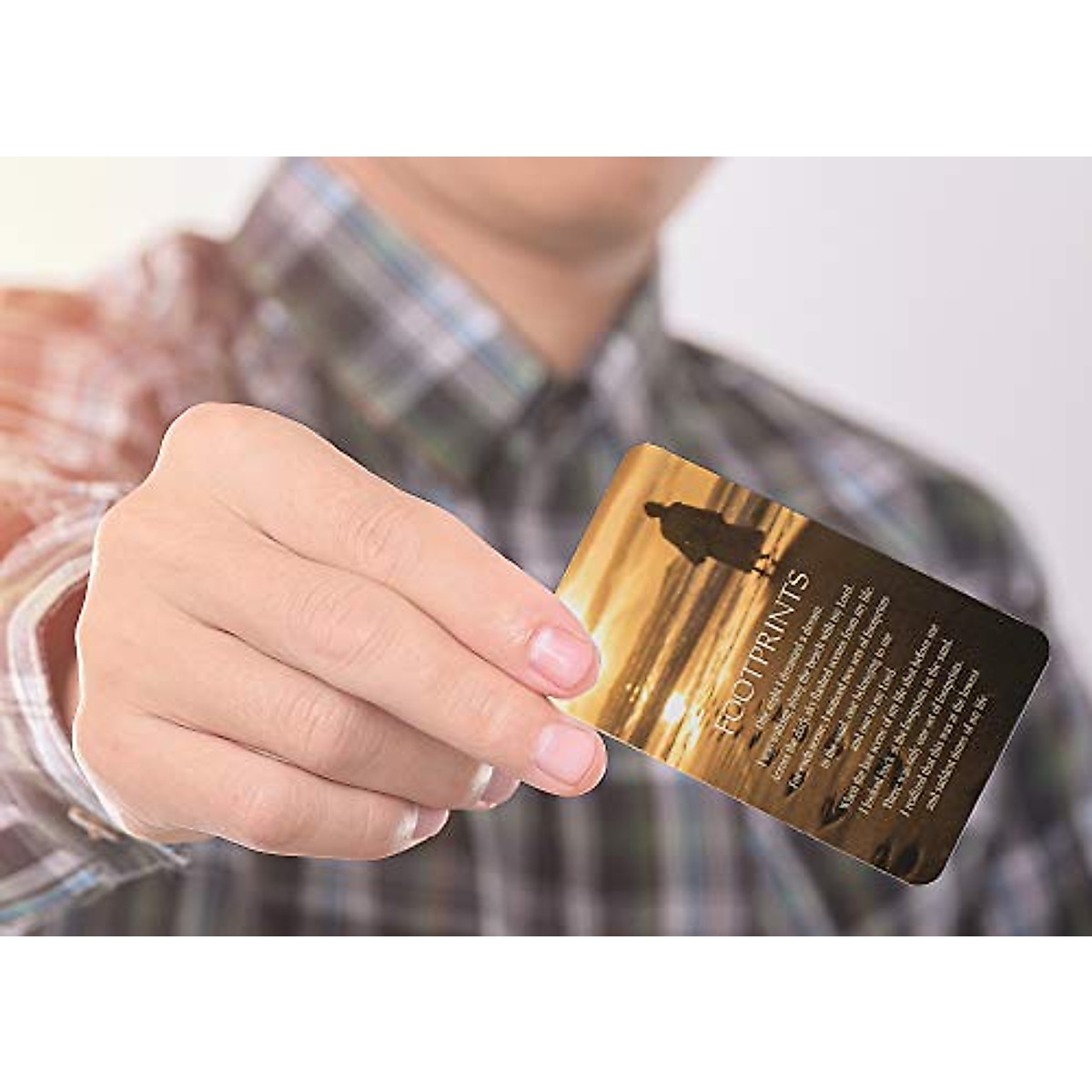 Footprints Poem Golden Brown Beach 4 x 3 Cardstock Prayer Card Pack of 12