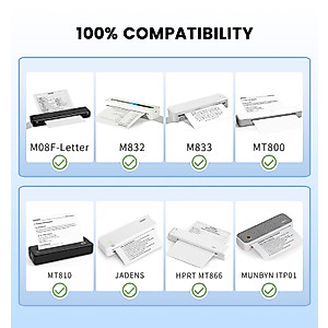 LabelCreate M833 Portable Printer with 200 Sheets US-Letter Thermal Papers Sheet, Size 8.5"×11”