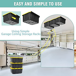 Chaoos 3-Set Overhead Bin Rack, Ceiling-Mountable Overhead Garage Storage Rack with Adjustable Width, Heavy Duty Ceiling Rail Storage Bin Racks, Garage Ceiling Storage Racks Supports Most Storage Bins