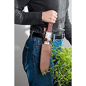 HOKURU Hori Hori Knife - Landscaping, Digging, Weeding, Cutting, Planting Gardening Tool With Leather Sheath, Stainless Steel Blade and Sharpening Stone