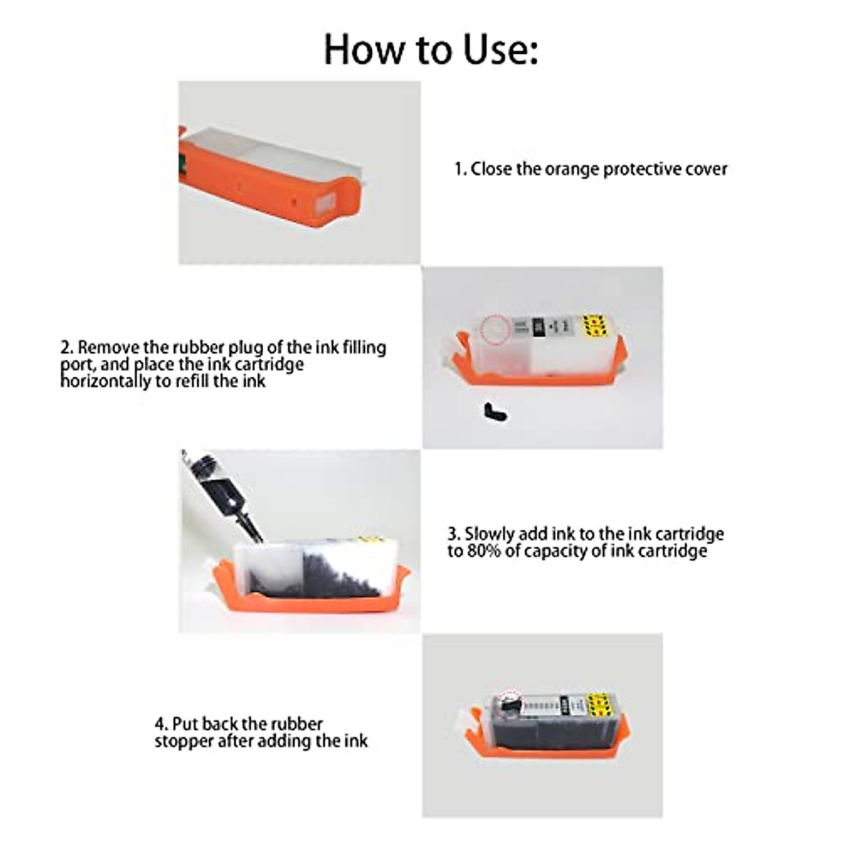 Walfront 5Pcs Ink Cartridge for PIXMA Ink Cartridge Printer Ink Cartridge IP7250 MG6350 MG5450 MX925 MX725 MG6450 MG5550 IX6850 Printers