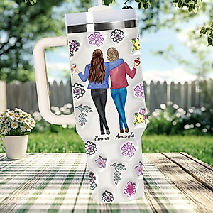 NAHOTICQ Personalized Bestie Cup - Friendship Gift For Bestie, Best Friends, Women, Sisters - We're Trouble When We're Together 3D Effect Tumbler 40oz - Birthday Gifts For BFF, Friend, Women, Her