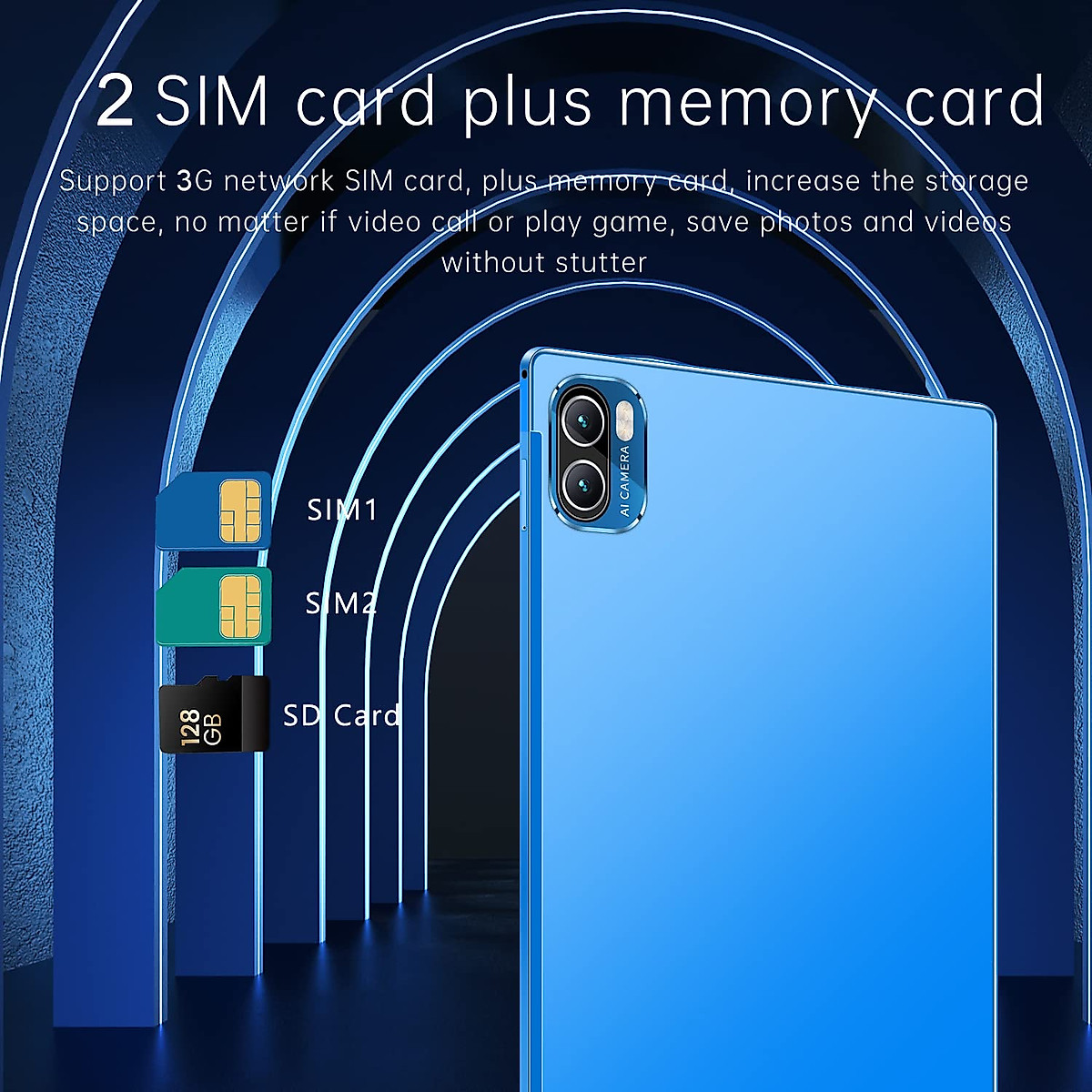 10.1 inch X5 Pro Tablet, 4+32G Full Screen Tablets with Dual SIM Card Slots, Android 8, 1280x800 HD, WiFi, Bluetooth, GPS, 2MP/5MP Camera (Blue)