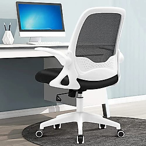 FelixKing Office Chair, Ergonomic Mesh Desk Chair with Adjustable Height, Swivel Computer Rolling Task Chair with Lumbar Support and Flip-up Arms, Conference Room White