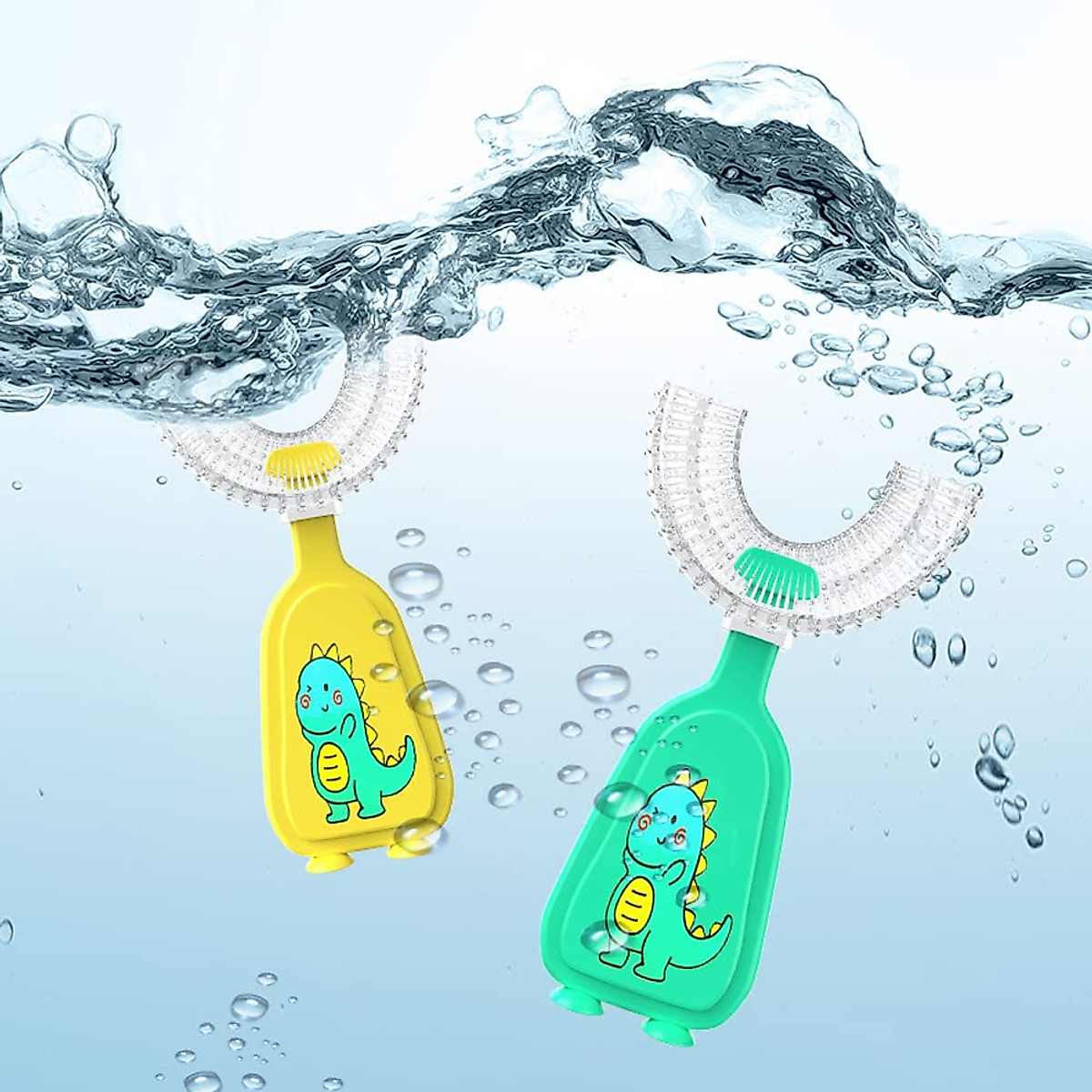 Ysglory Kids U-Shaped Toothbrush Toddler U-Shaped Toothbrush Manual Whole Mouth Toothbrush Age 2-6 & 6-12 360° Oral Teeth Cleaning Design (4 PCS)