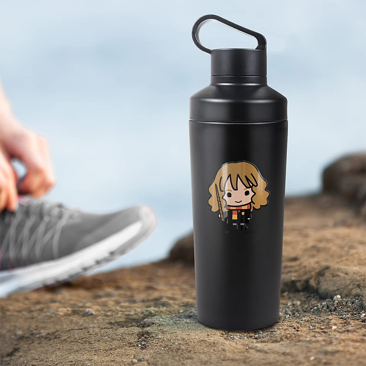 Harry Potter OFFICIAL Cute Chibi Hermione Character 18 oz Insulated Water Bottle, Leak Resistant, Vacuum Insulated Stainless Steel with 2-in-1 Loop Cap