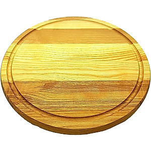 14” Light Solid Wood Round Pizza Cutting Board - Chopping Wood Pad Beechwood Cutting Board - Round Wooden Board Charcuterie - Mini Small Breadboard for Kitchen