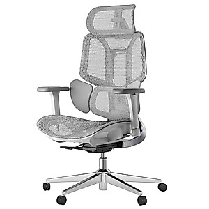 Hbada E3 Air Ergonomic Office Chair, Big and Tall Office Chair - with 3-Zone Dynamic Lumbar Support, 3D Adjustable Headrest, 3D Adjustable Armrests, Swivel Computer Chair, Grey(No Footrest)